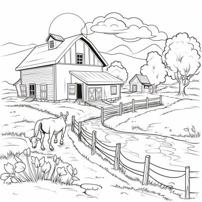 25 Page Country Farm Coloring Book Nature Peaceful Farm - Etsy
