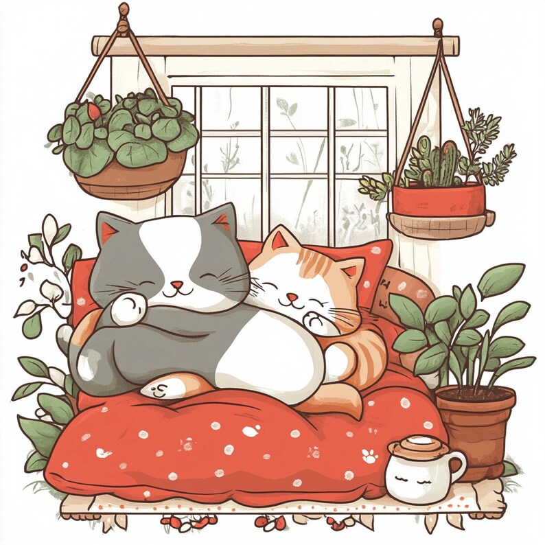100 Page Cute Kawaii Hygge Cats Coloring Book Childrens Adult Volume 1 ...