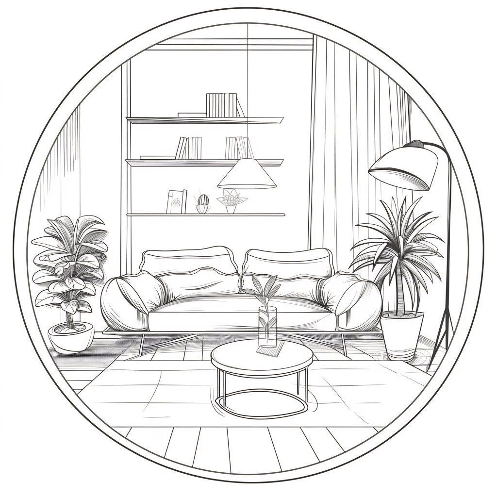 100 Page Cute Cozy Interior Spaces Coloring Book Childrens Adult Volume ...