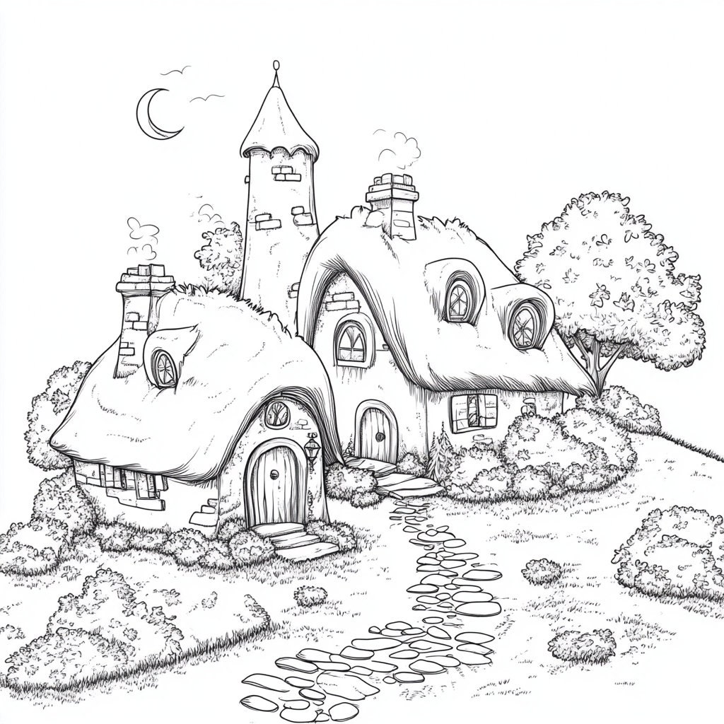 10 Page Sample Homes of the Shire Coloring Book Childrens Adult Volume ...