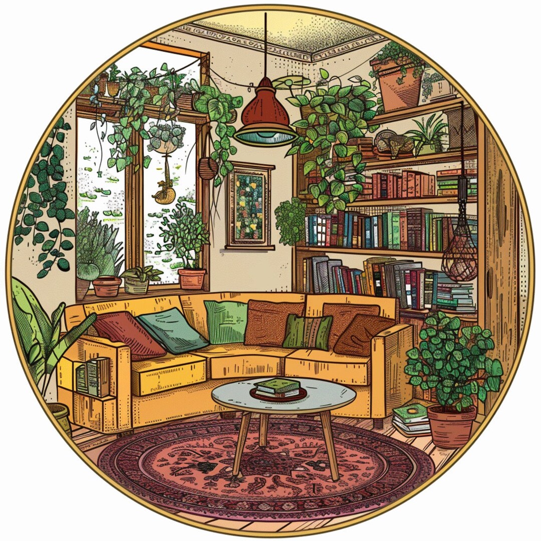 100 Page Cute Cozy Interior Spaces Coloring Book Childrens Adult Volume ...