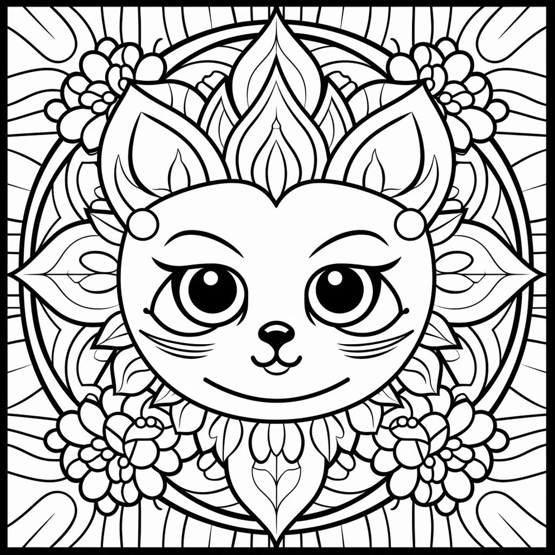 50 Page Cute Kawaii Style Mandala Coloring Book Childrens Adult Volume ...