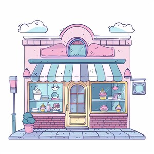 100 Page Cute Kawaii Store Fronts Coloring Book Childrens Adult Volume ...