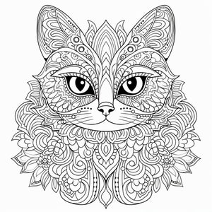 50 Page Vol 5 Cat Mandala Coloring Book Adults Children - Etsy