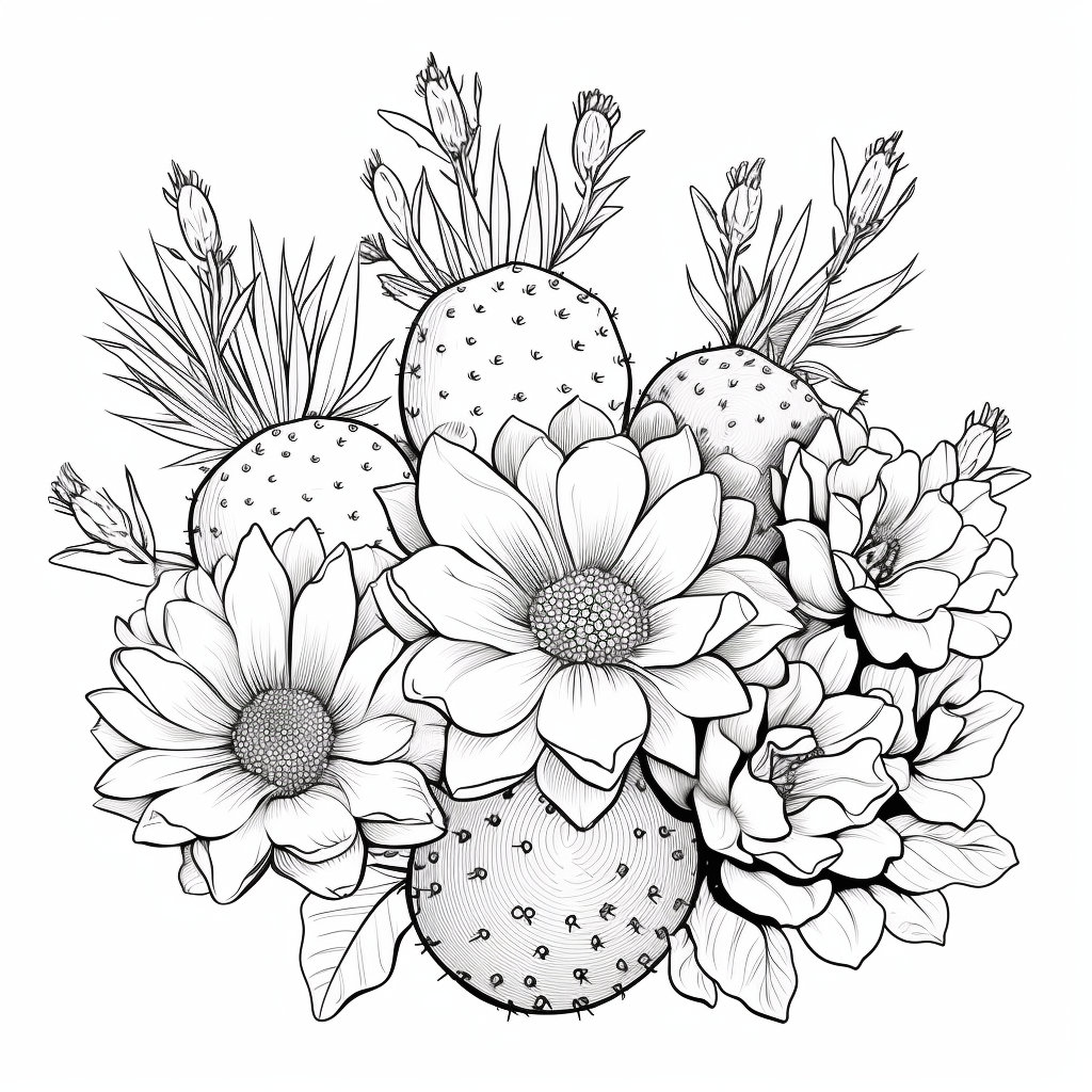 Floral Cactus Coloring Book: 50 Page Botanical Art (printable PDF) - Etsy