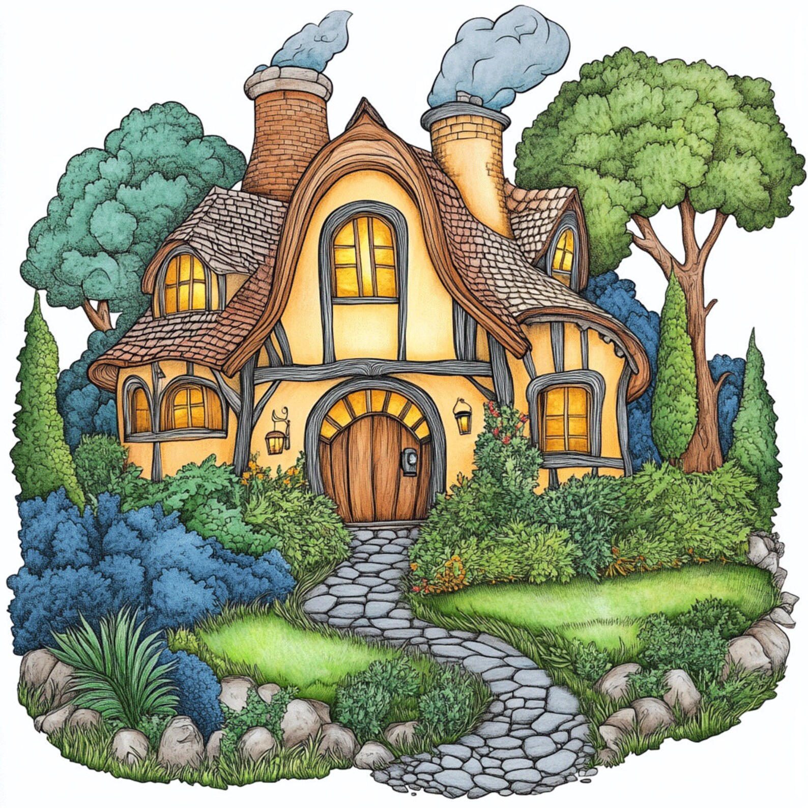 10 Page Sample Homes of the Shire Coloring Book Childrens Adult Volume ...
