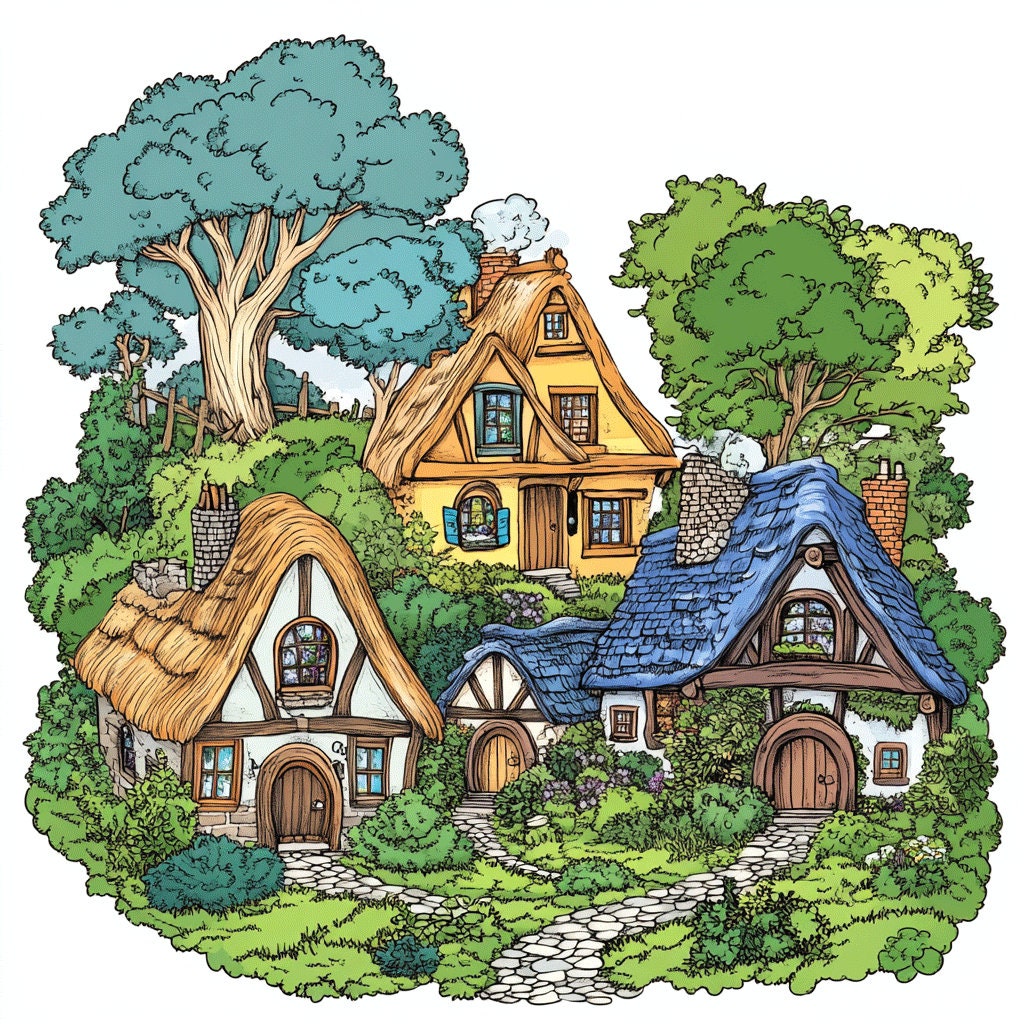 10 Page Sample Homes of the Shire Coloring Book Childrens Adult Volume ...