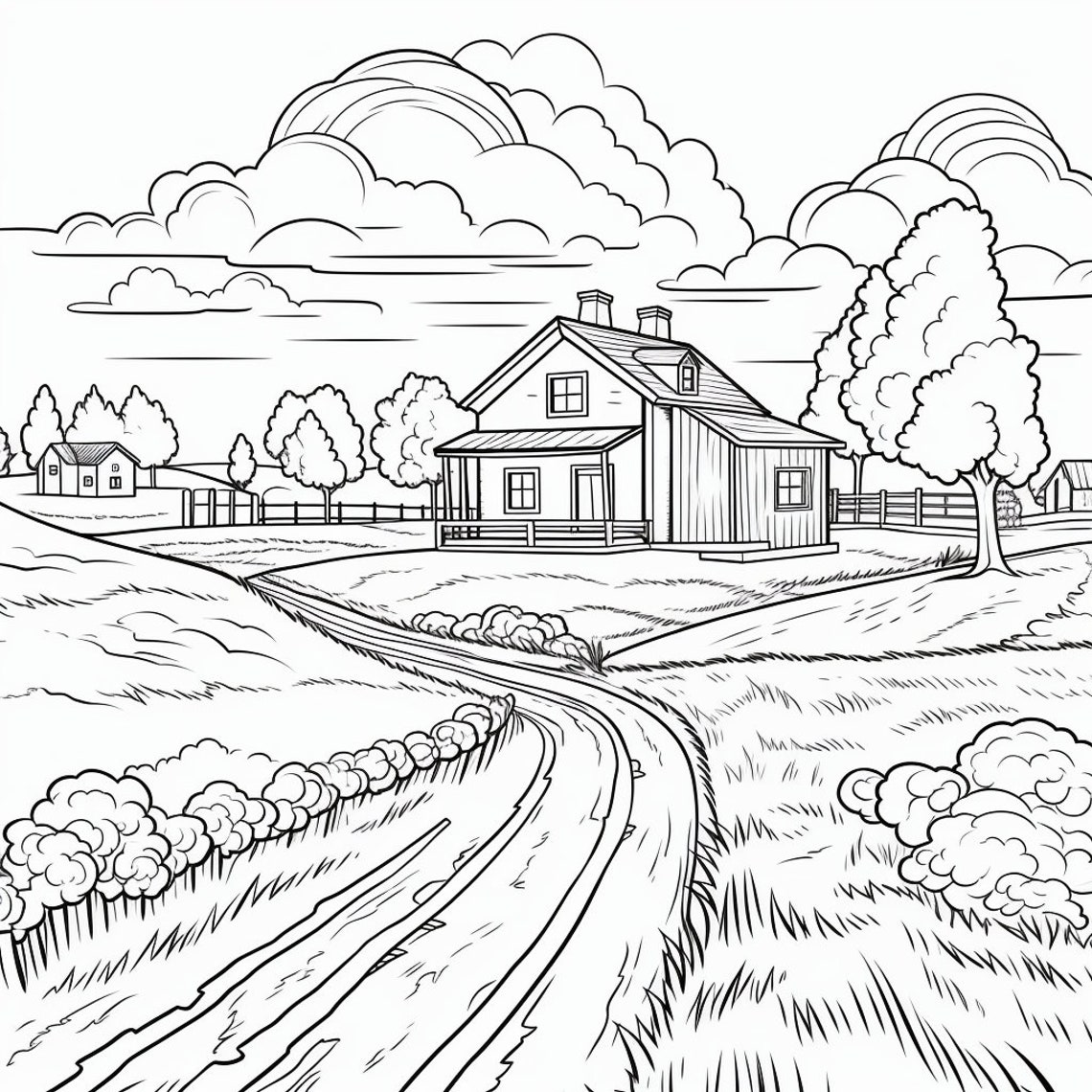 25 Page Country Farm Coloring Book Nature Peaceful Farm - Etsy