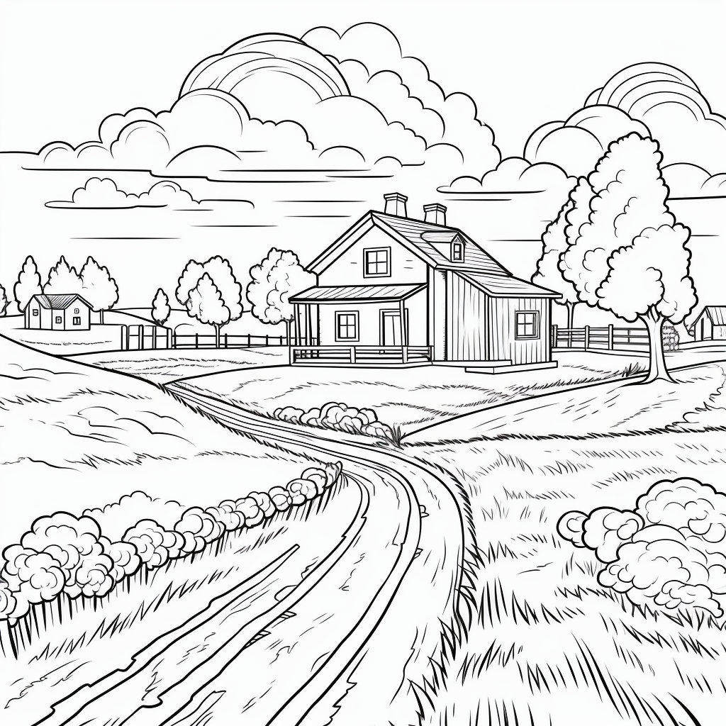 25 Page Country Farm Coloring Book, Nature, Peaceful, Farm, Streams ...
