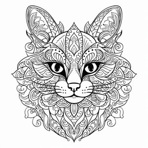 50 Page Vol 5 Cat Mandala Coloring Book Adults Children - Etsy