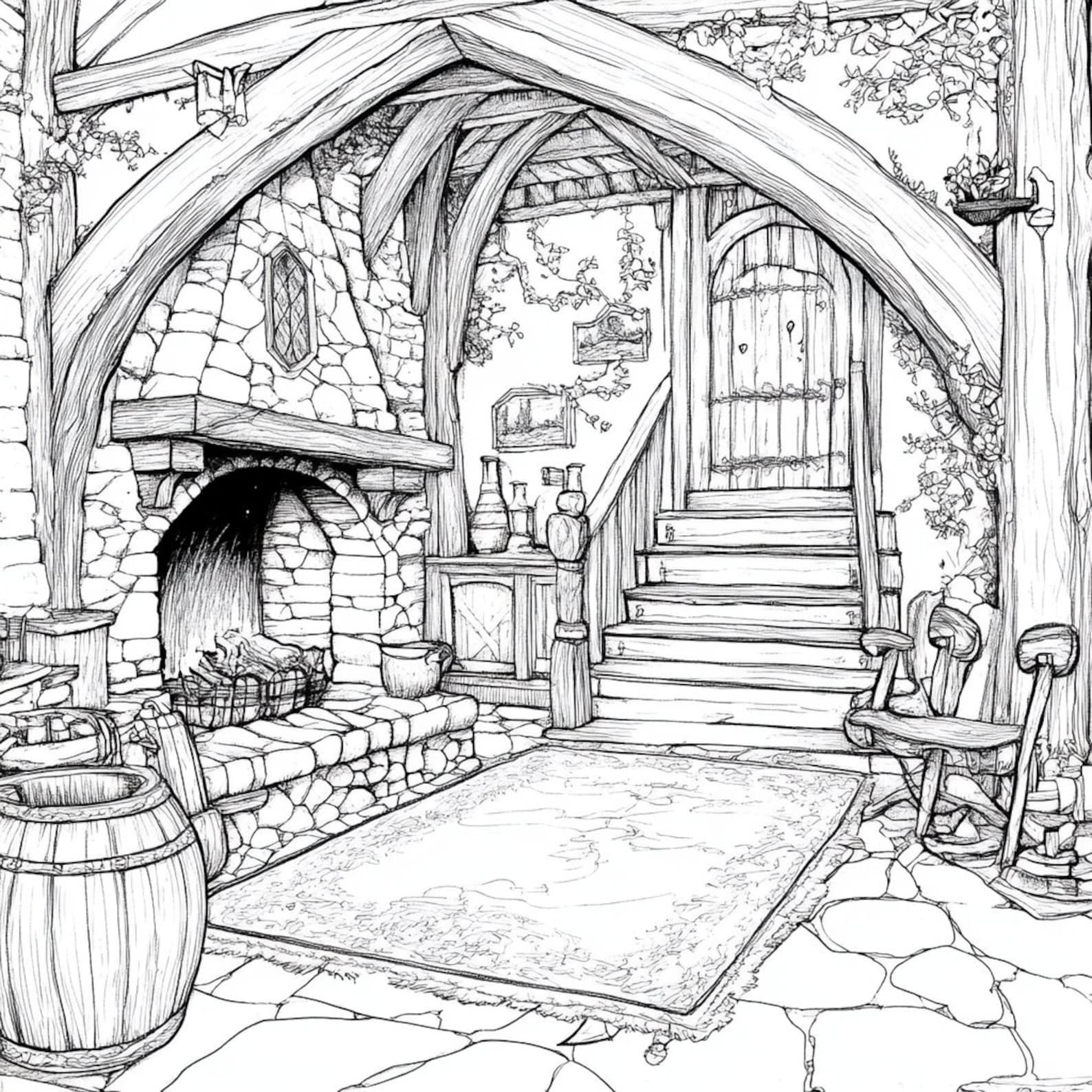 50 Page Interiors of the Shire Coloring Book Childrens Adult Volume 1 8 ...