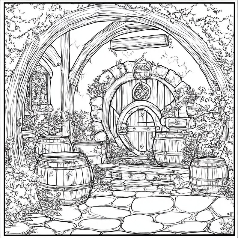 50 Page Interiors of the Shire Coloring Book Childrens Adult Volume 1 8 ...