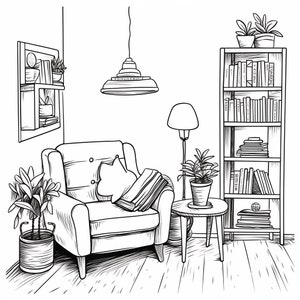 50 Page Cozy Reading Interior Spaces Coloring Book for Adults - Etsy