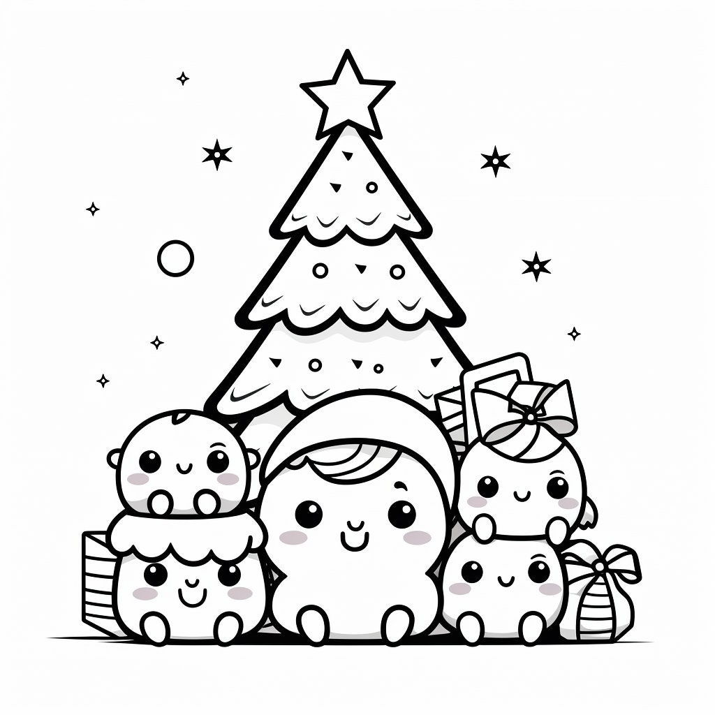 150 Page Cute Kawaii Style Christmas Winter Wonderland Coloring Book ...
