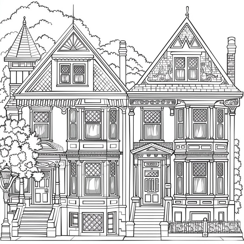 100 Page Intricate Houses Coloring Book Childrens Adult Volume 1 8.5 ...