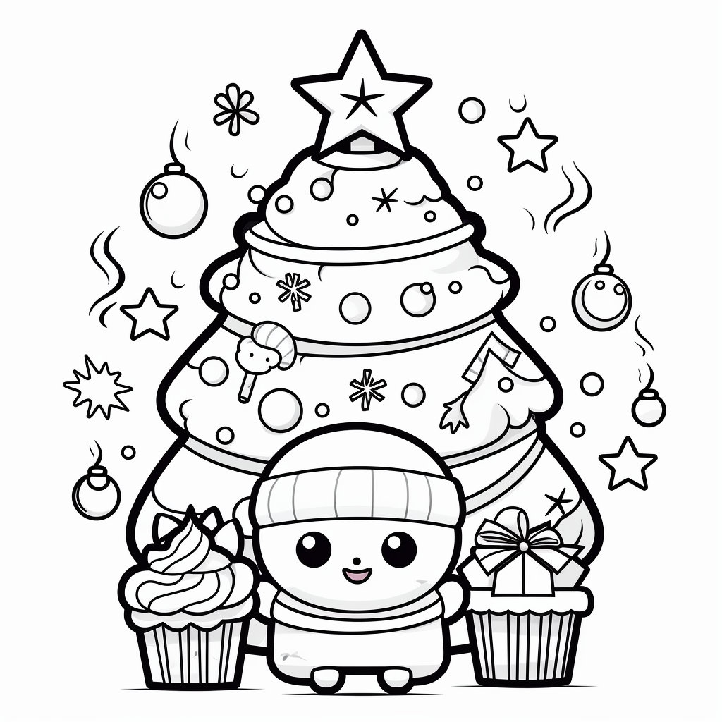 150 Page Cute Kawaii Style Christmas Winter Wonderland Coloring Book ...