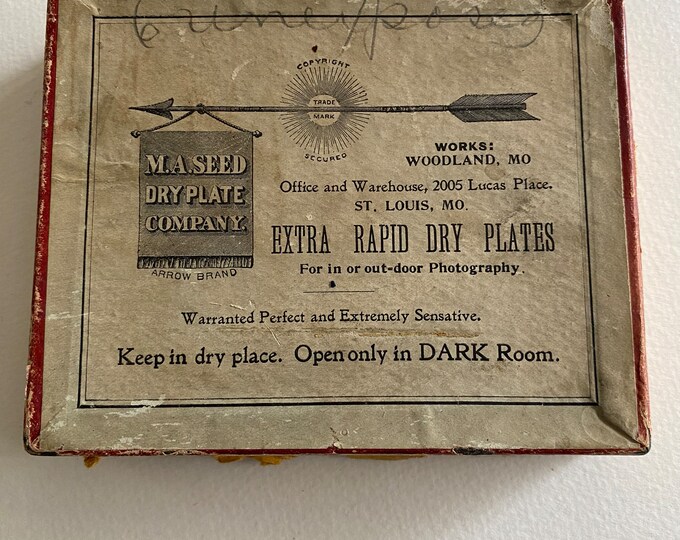 M.A. Seed Dry Plate 4"x 5" Glass Photographic Dry Plates St. Louis With ...