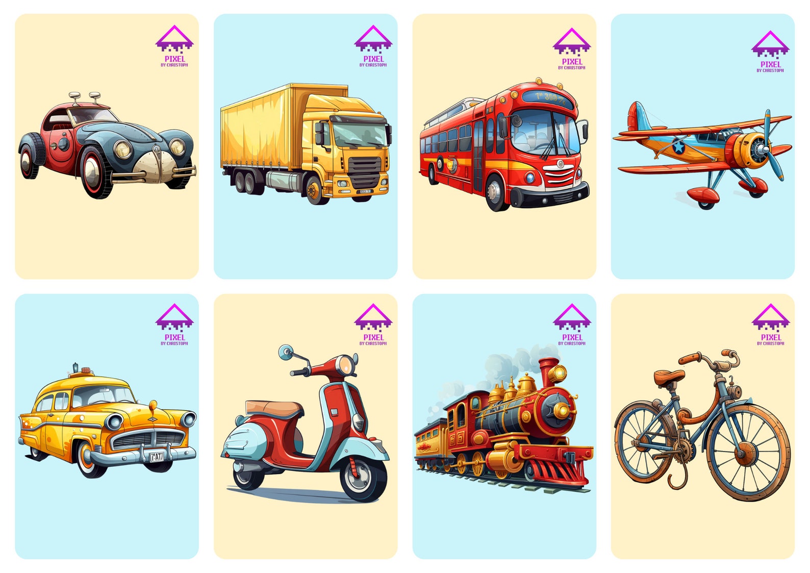 Printable "vehicle" Themed Flashcards + FREE Colouring Pages - Etsy