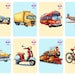 Printable "vehicle" Themed Flashcards + FREE Colouring Pages - Etsy