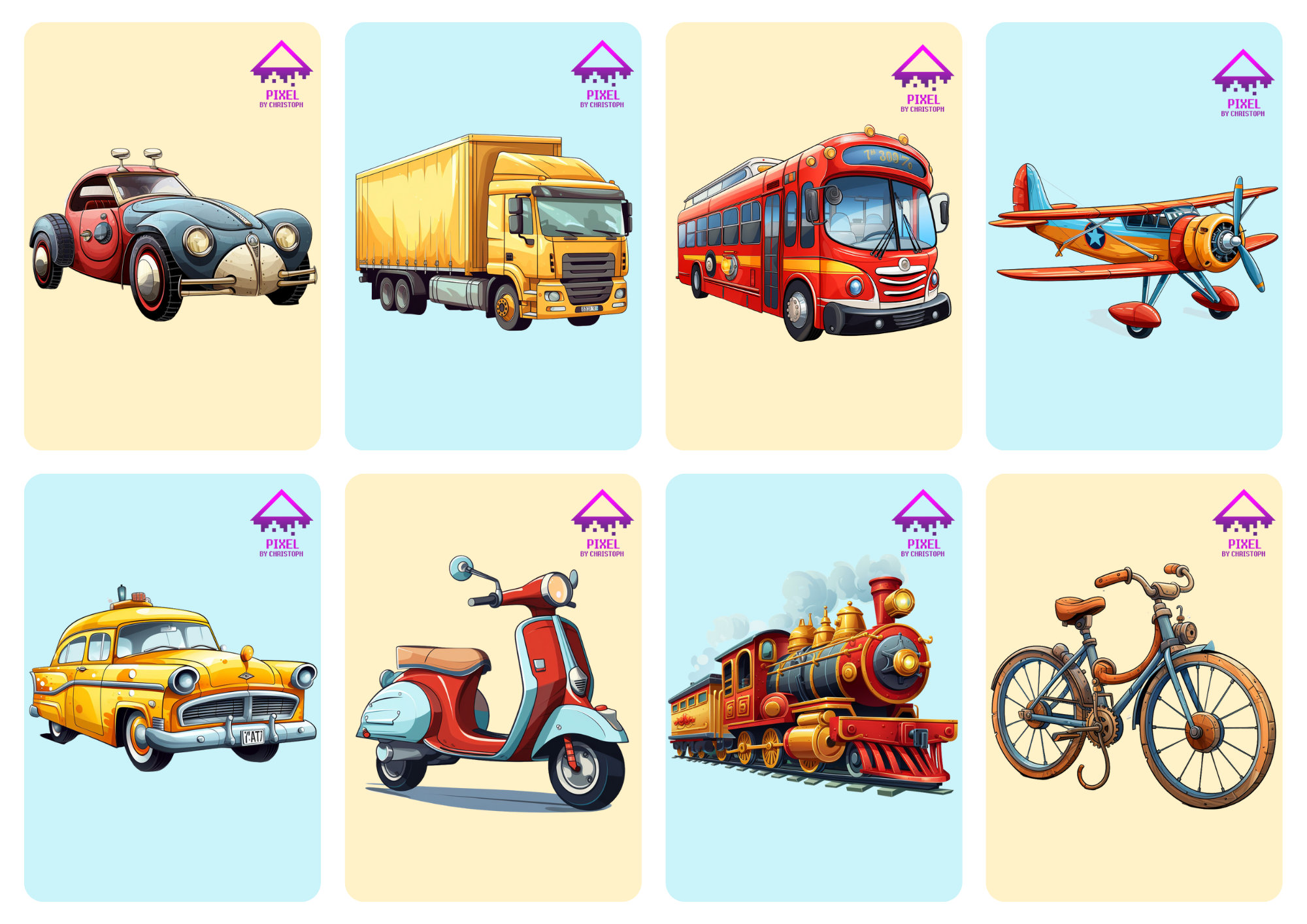 Printable "vehicle" Themed Flashcards + FREE Colouring Pages - Etsy