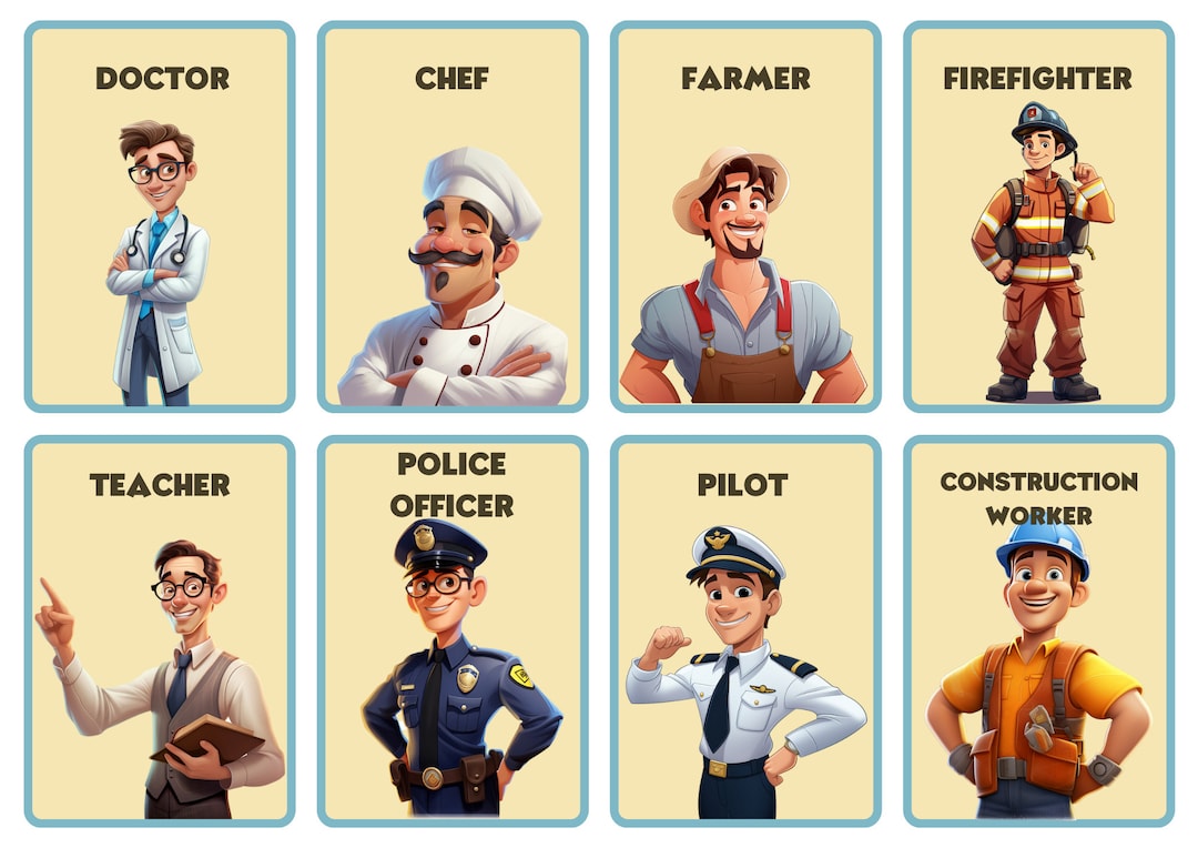 Printable Common Jobs Flashcards + FREE Colouring Pages - Etsy