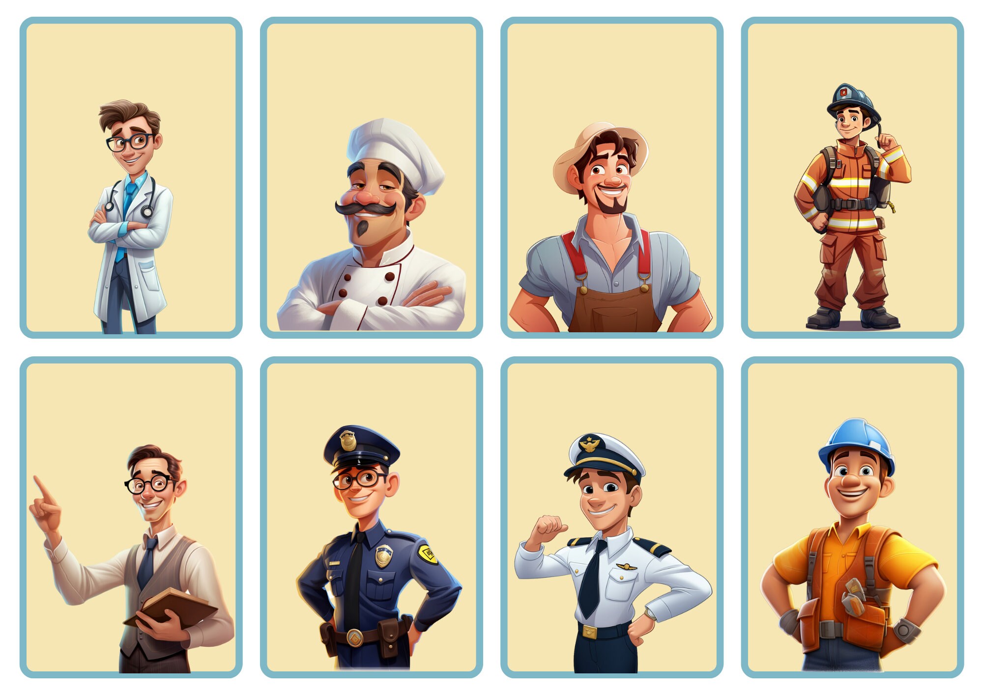 Printable Common Jobs Flashcards + FREE Colouring Pages - Etsy