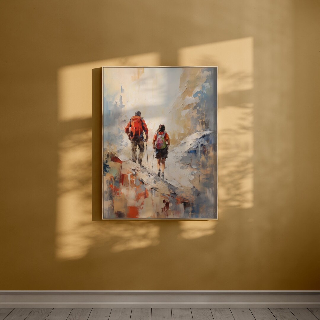 Hiking Art Portrait, Printable Digital Arts, Modern Wall Decor ...