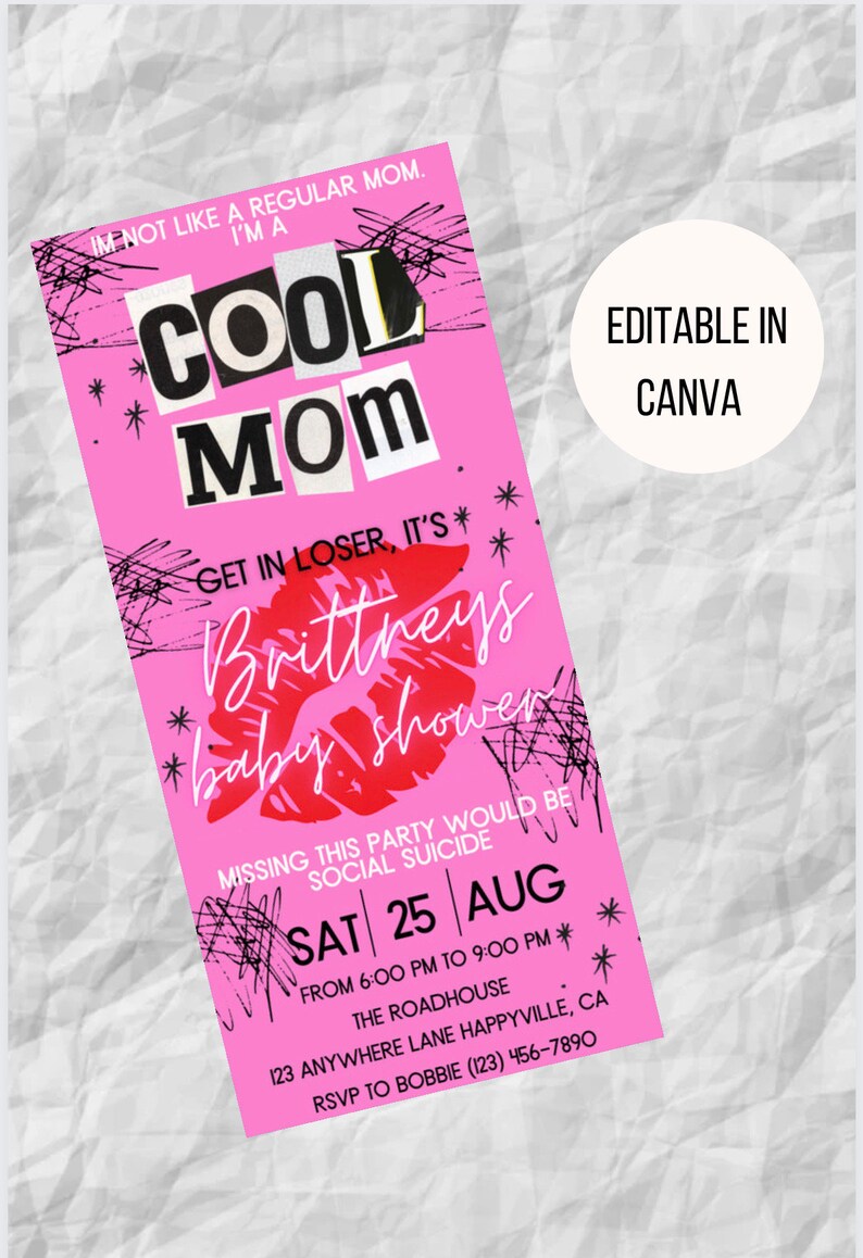 Mean Girls Inspired Invitation Pink and Black Party Invite - Etsy