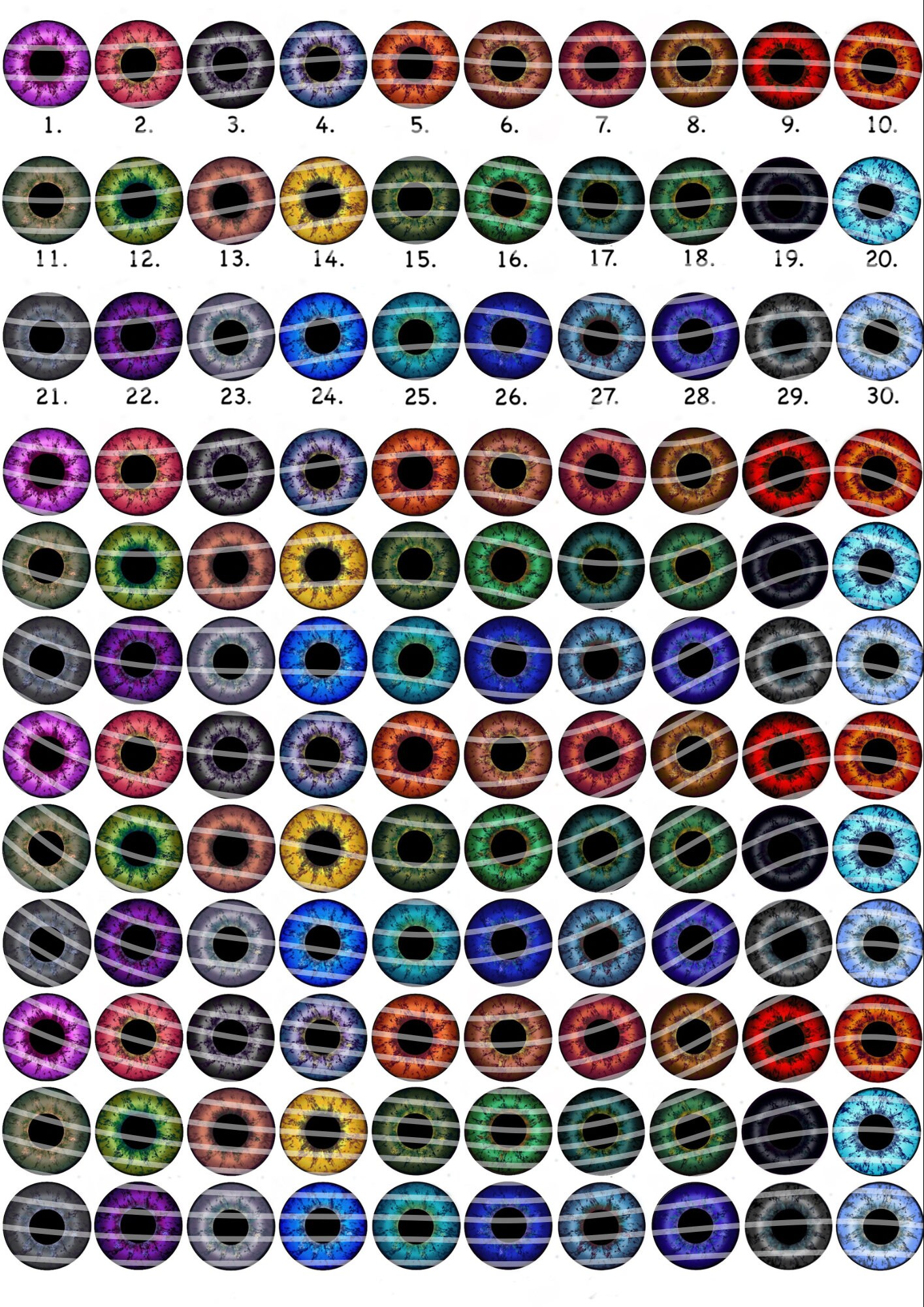 Digital Printable Eyechips Designs for Blythe and Etc 20mm, 18mm, 16mm ...