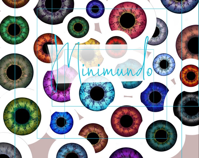Colorful Doll Eyes Digital Collage Sheets Realistic Irides 20mm, 18mm ...