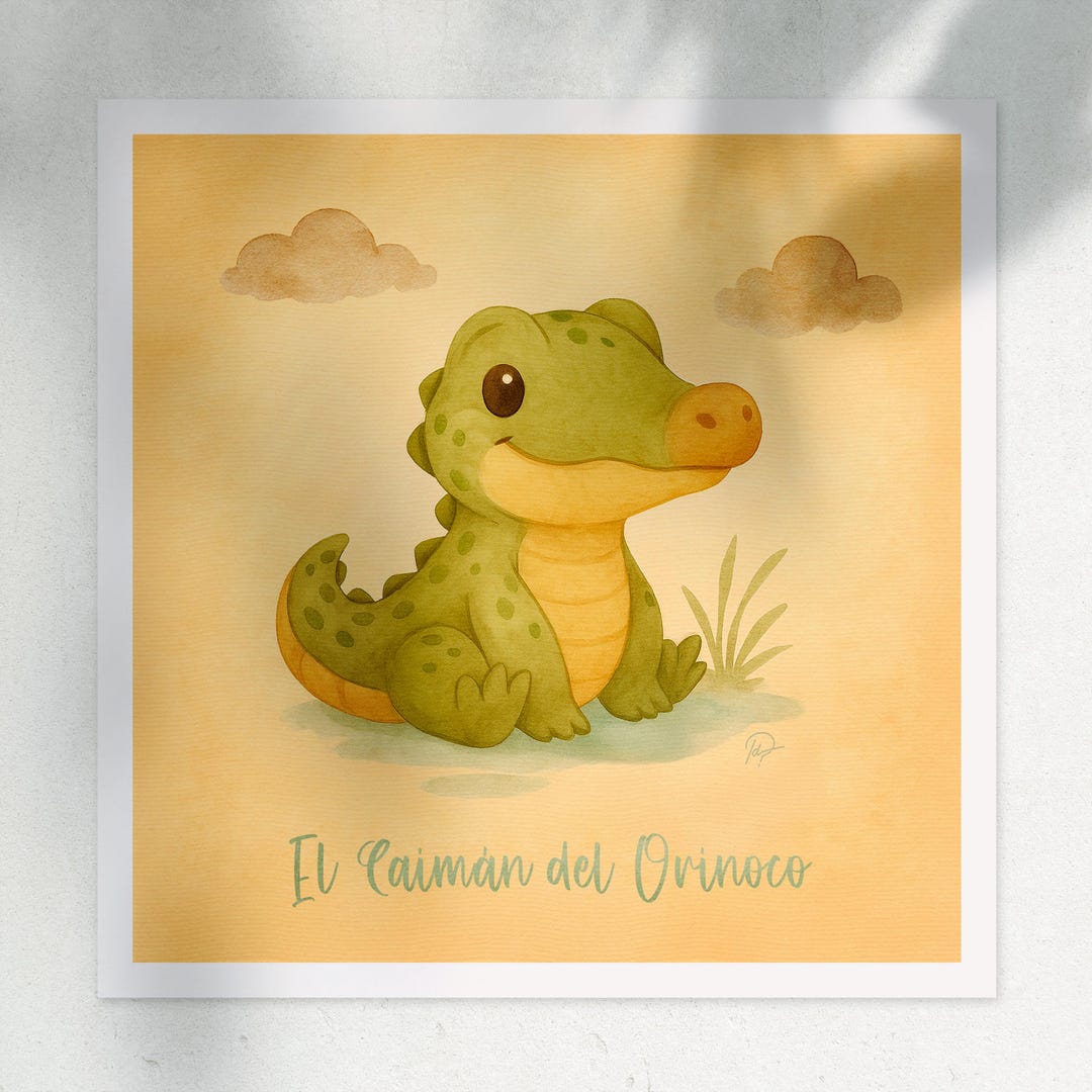Caimán Del Orinoco | Watercolor Nursery Art Print | Póster Infantil ...