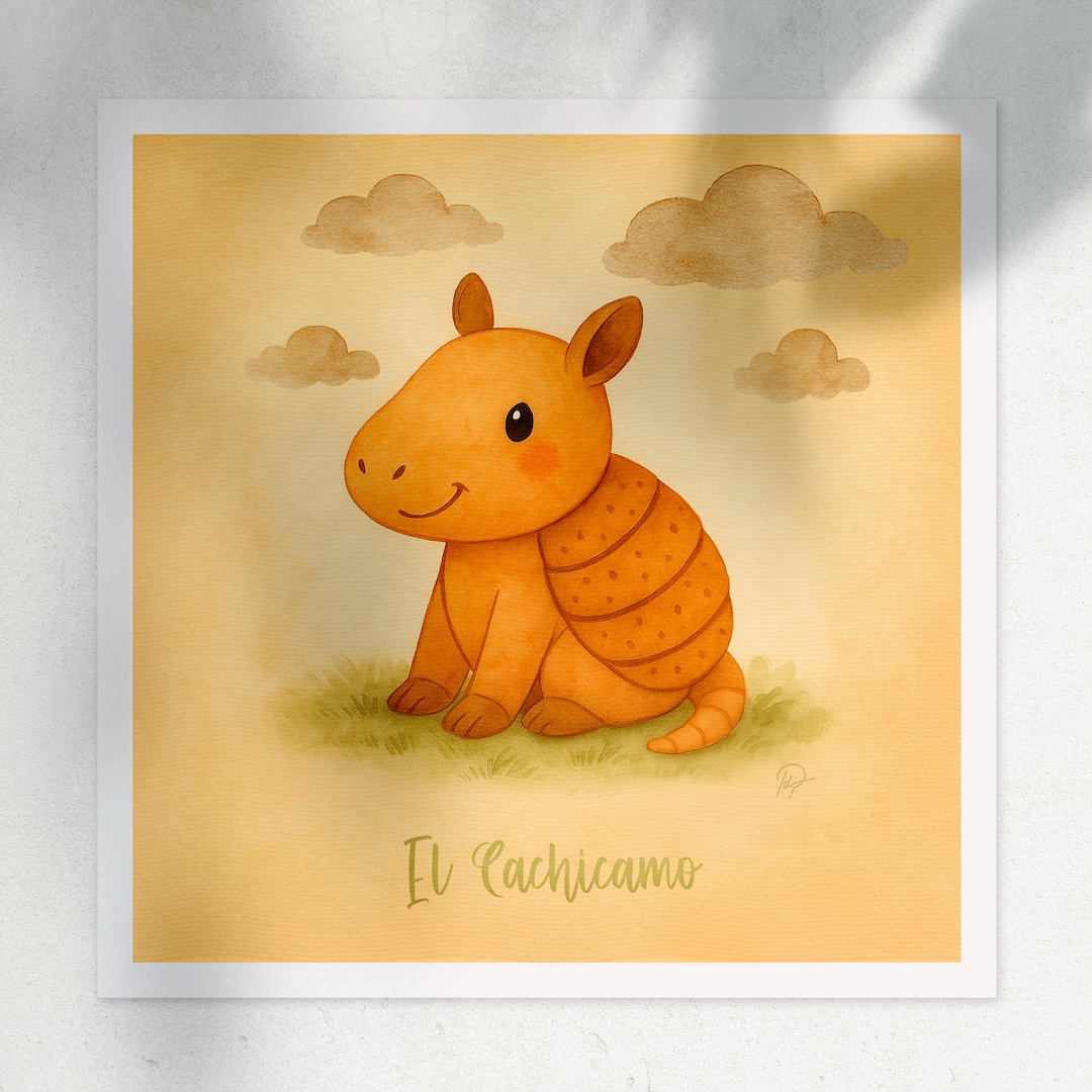 Cachicamo | Watercolor Nursery Art Print | Póster Infantil Acuarela - Etsy