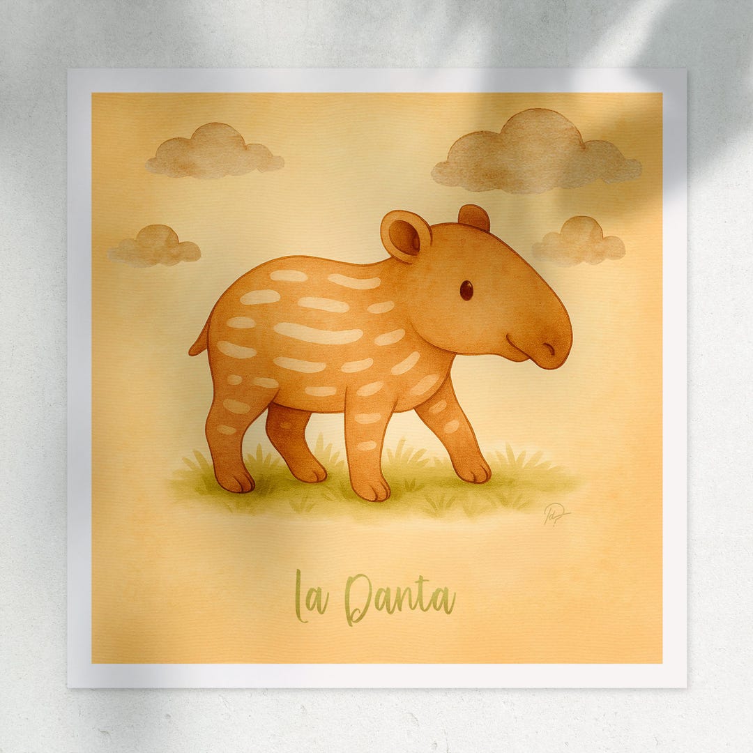 La Danta | Watercolor Nursery Art Print | Póster Infantil Acuarela - Etsy