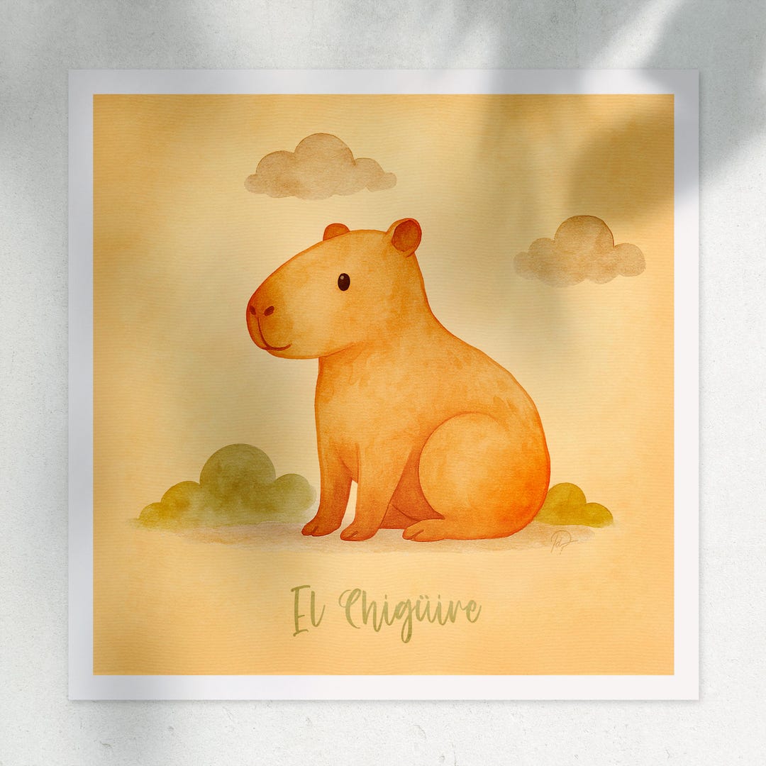 El Chiguire | Kunstdruck Aquarell | Poster Initial Acuarela - Etsy.de