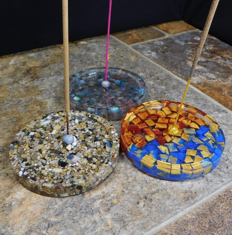 Round Plate Epoxy Resin Beaded Incense Burner Altar Tool Decor - Etsy