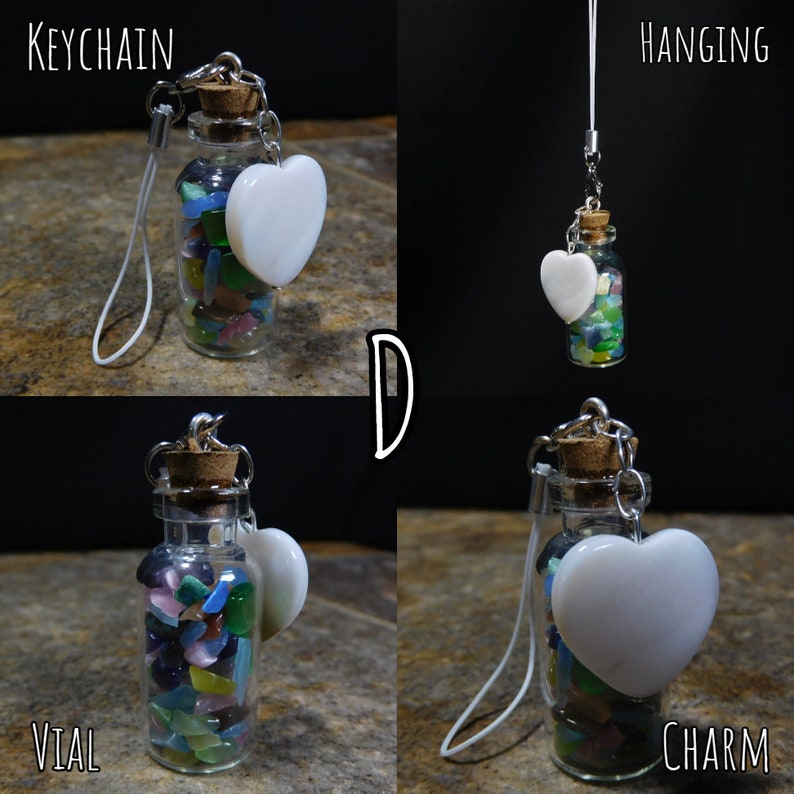 Colorful Crystal Chip Vial Keychains With Charm and Lanyard Lobster ...