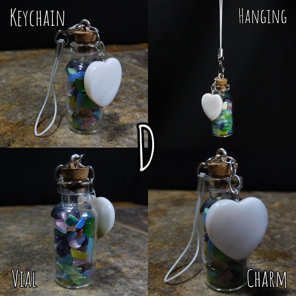 Colorful Crystal Chip Vial Keychains With Charm and Lanyard Lobster ...