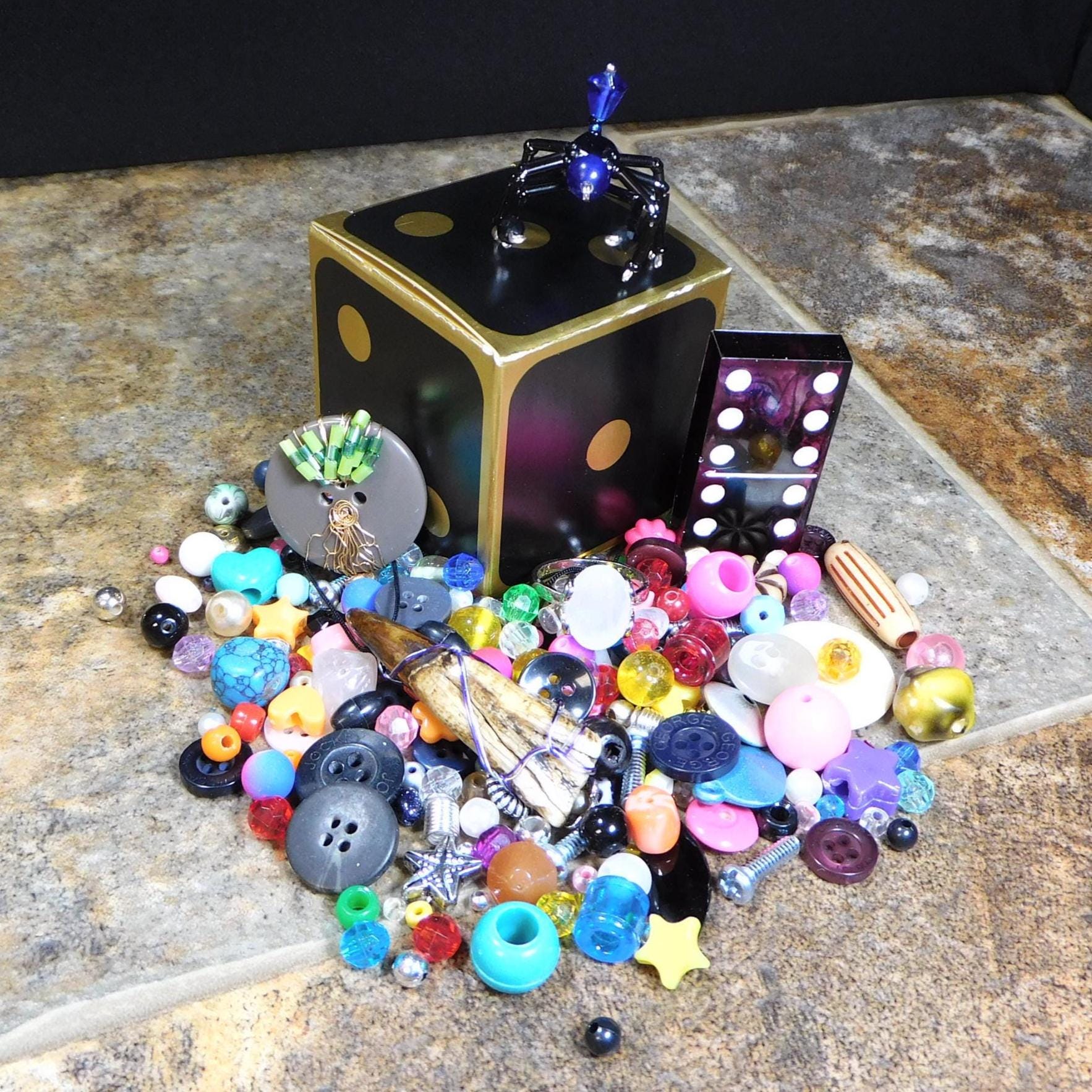 Mystery Surprise Oddity Crow Confetti Dice Box With Wire Wrapped ...