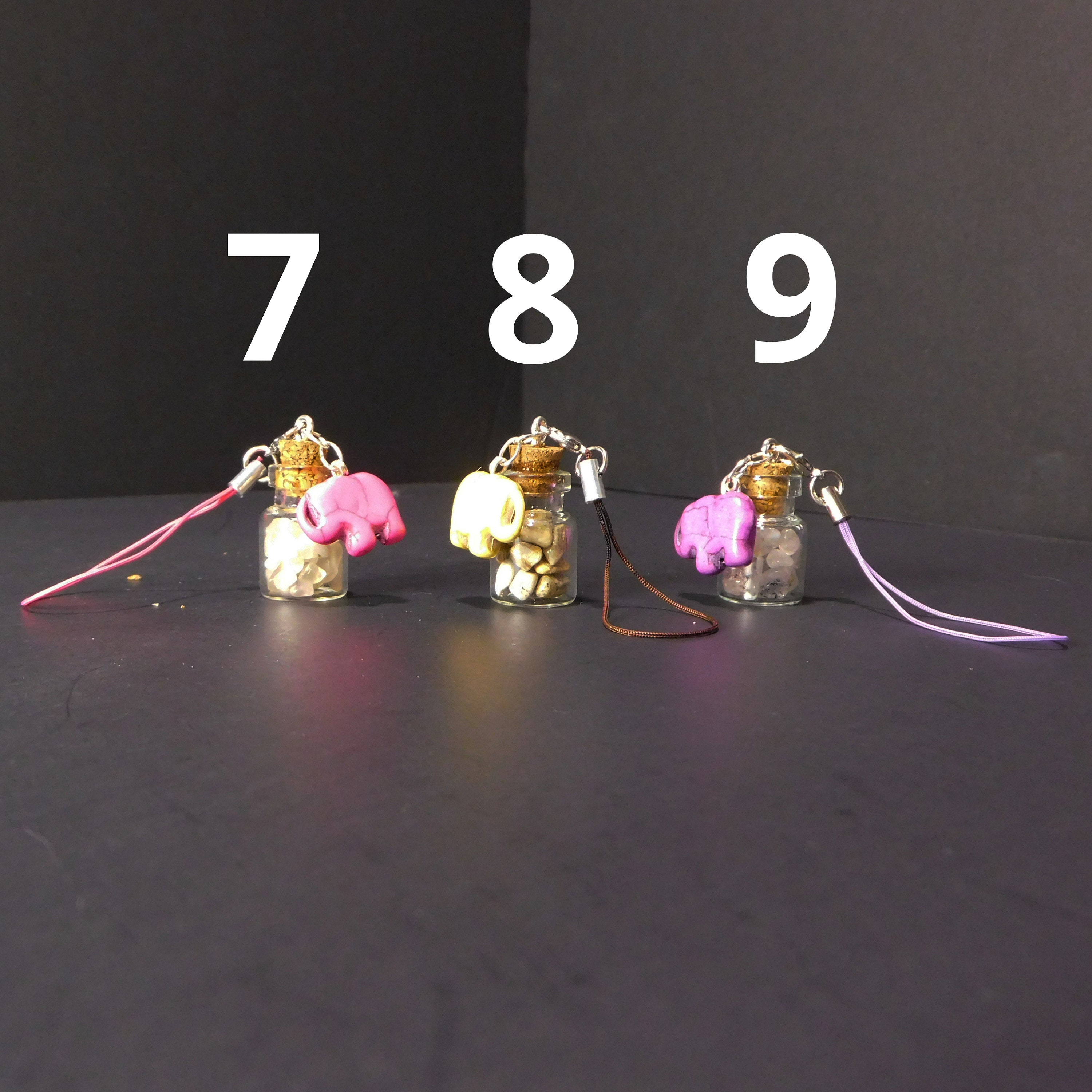 Mini Crystal Chip Vial Keychains With Charm and Lanyard Lobster Clasp ...