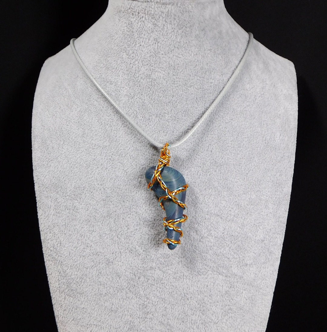 Wired Wrapped Sieber Agate Stone Celestial Rift Pendant Necklace ...