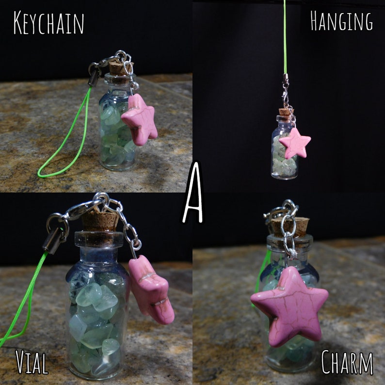 Colorful Crystal Chip Vial Keychains With Charm and Lanyard Lobster ...