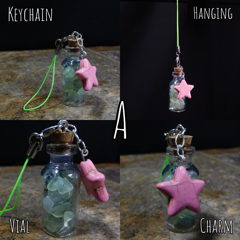 Colorful Crystal Chip Vial Keychains With Charm and Lanyard Lobster ...