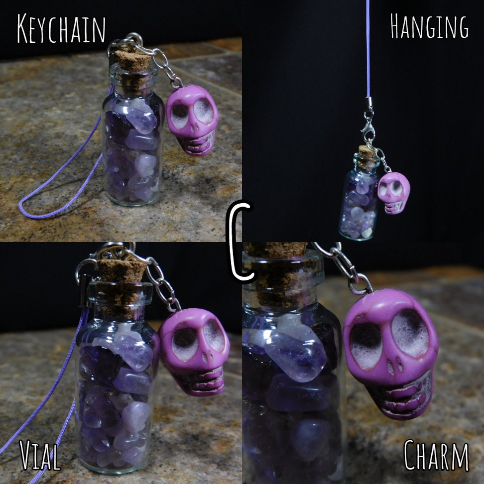 Colorful Crystal Chip Vial Keychains With Charm and Lanyard Lobster ...