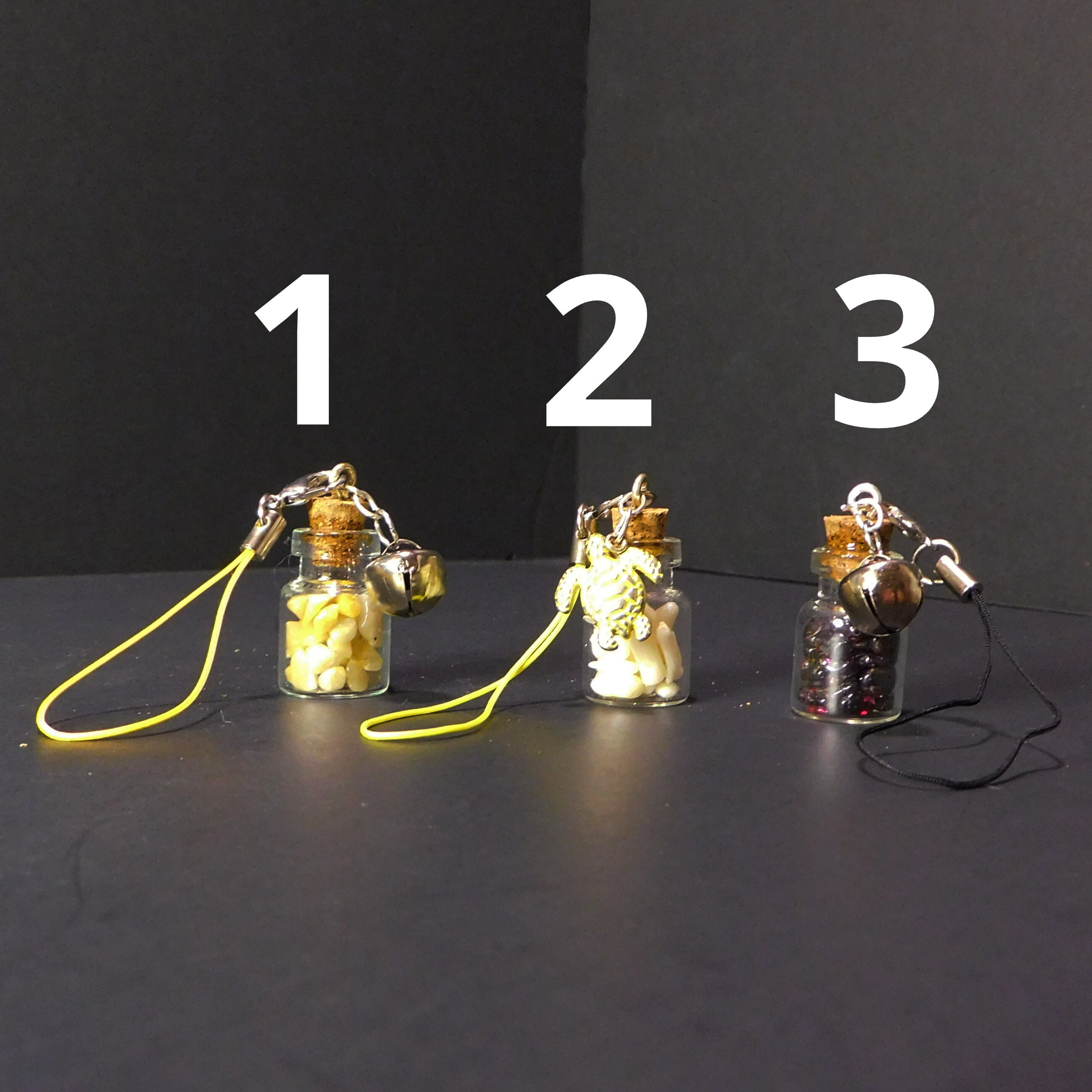 Mini Crystal Chip Vial Keychains With Charm and Lanyard Lobster Clasp ...