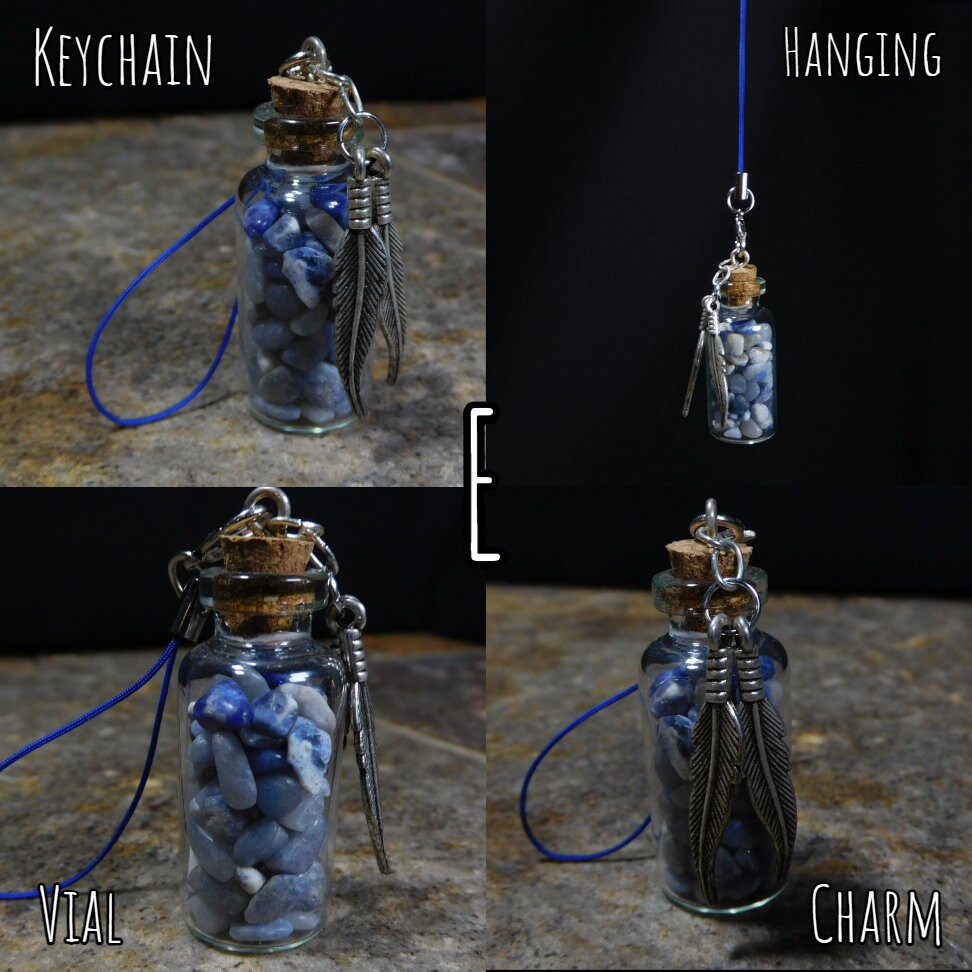Colorful Crystal Chip Vial Keychains With Charm and Lanyard Lobster ...
