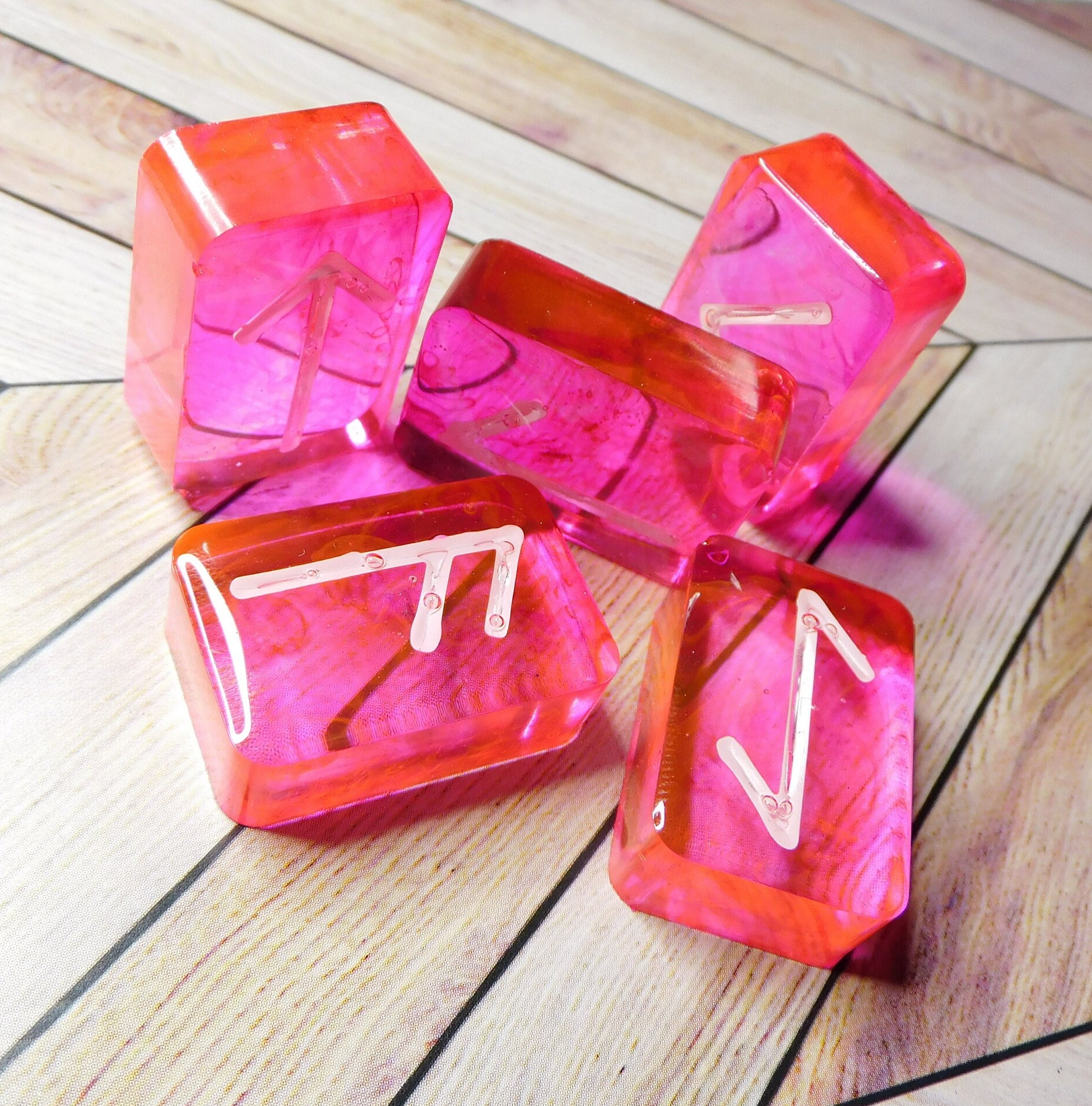 Epoxy Resin Rectangle Futhark Rune Reading Sets Pink and White With ...