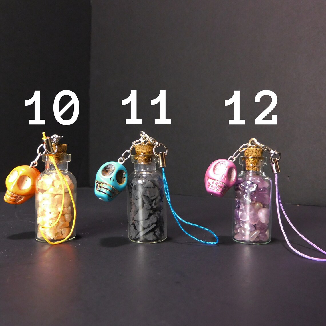 Colorful Crystal Chip Vial Keychains With Charm and Lanyard Lobster ...