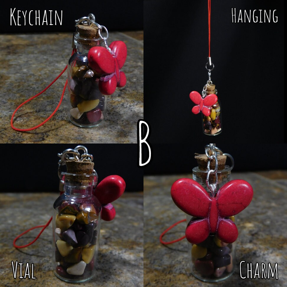 Colorful Crystal Chip Vial Keychains With Charm and Lanyard Lobster ...