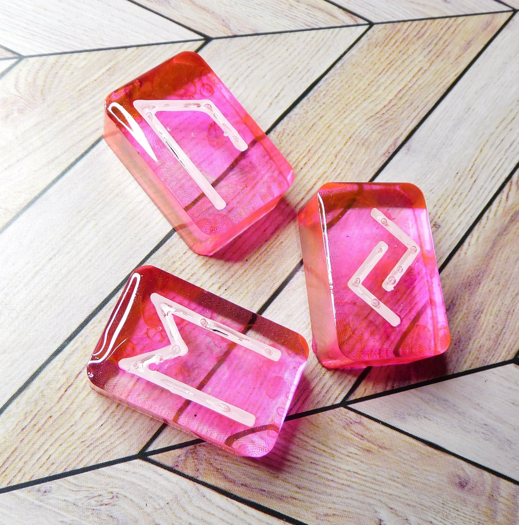 Epoxy Resin Rectangle Futhark Rune Reading Sets Pink and White With ...