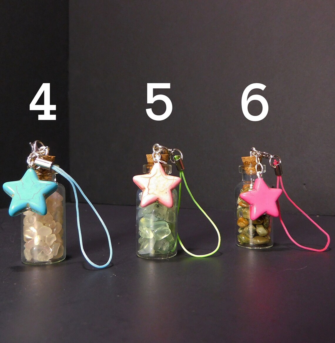 Colorful Crystal Chip Vial Keychains With Charm and Lanyard Lobster ...